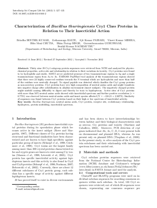 (PDF) Characterization of Bacillus thuringiensis Cry toxin binding novel GPI anchored ...
