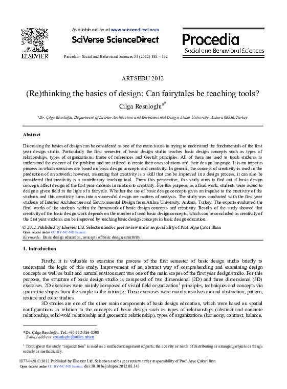 (PDF) (Re)thinking the Basics of Design: Can Fairytales be Teaching Tools?