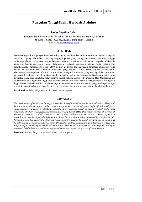 (PDF) Pengukur Tinggi Badan Berbasis Arduino