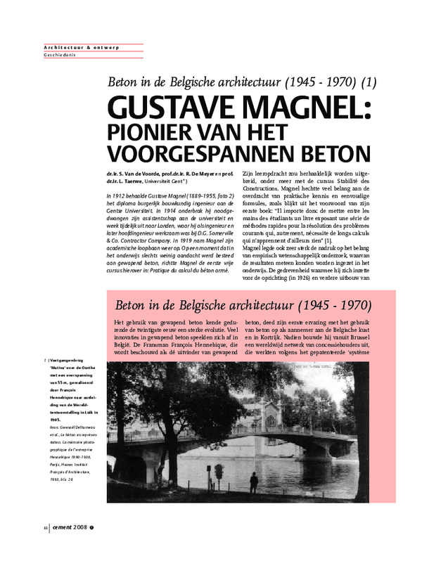 (PDF) Beton in de Belgische architectuur (1945-1970), 1: Gustave Magnel ...