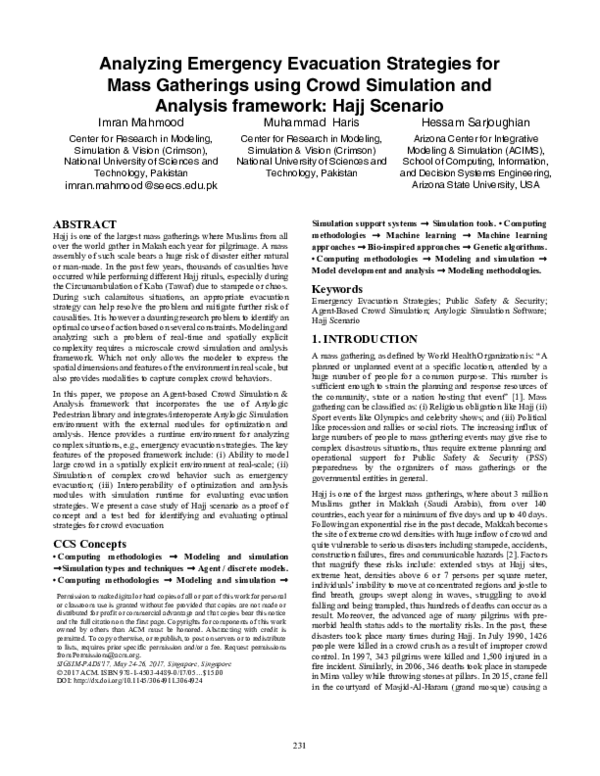 Pdf Analyzing Emergency Evacuation Strategies For Mass Gatherings Using Crowd Simulation And