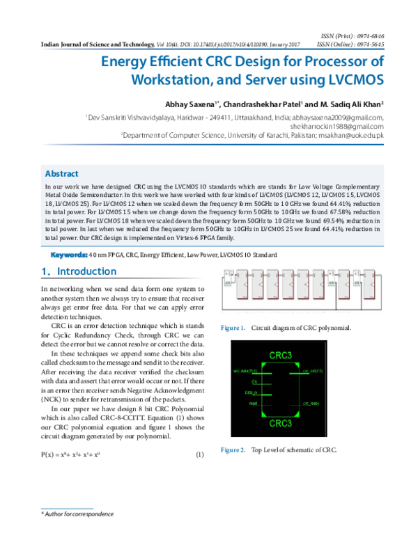 (PDF) Energy Efficient CRC Design for Processor of Workstation, and ...