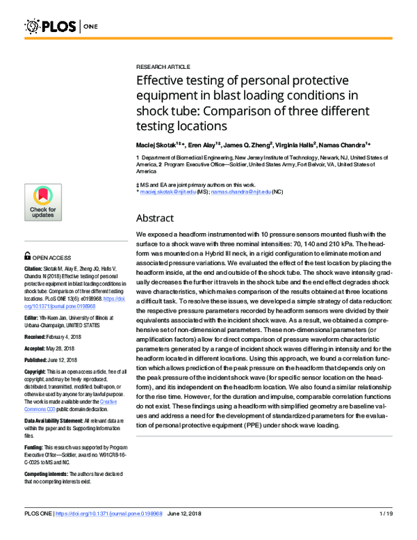 (PDF) Effective testing of personal protective equipment in blast ...