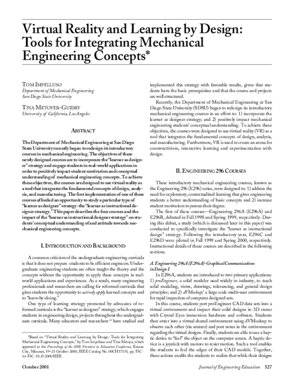 (PDF) Virtual Reality and Learning by Design: Tools for Integrating ...