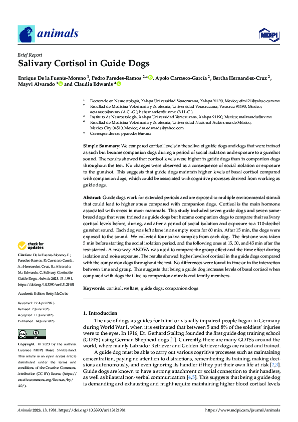 (PDF) Salivary Cortisol in Guide Dogs