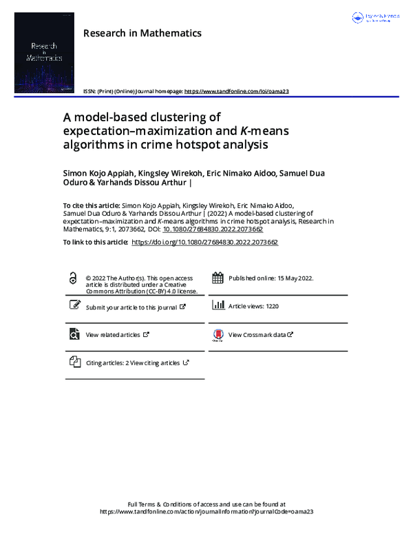Pdf A Model Based Clustering Of Expectation Maximization And K Means Algorithms In Crime