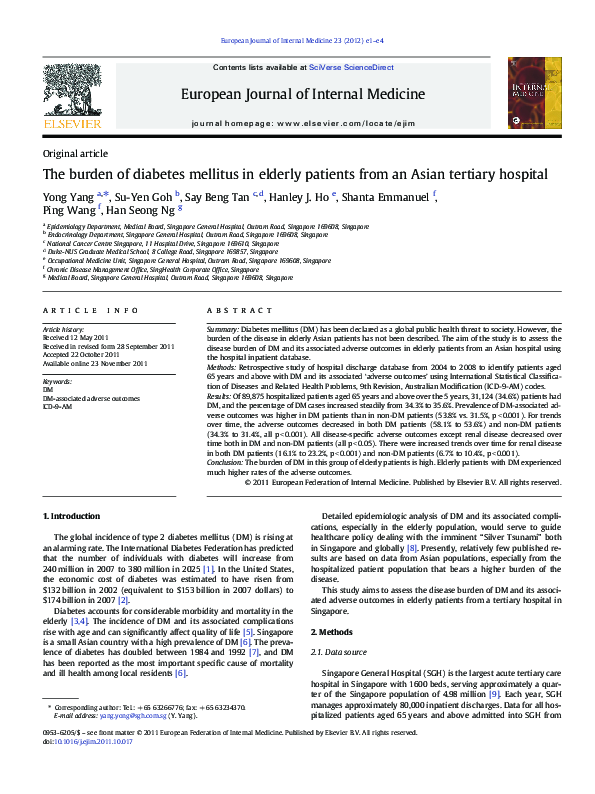(PDF) The burden of diabetes mellitus in elderly patients from an Asian ...