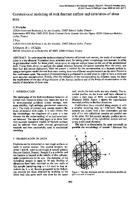 Pdf Geostatistical Modeling Of Rock Fracture Surface And Simulation