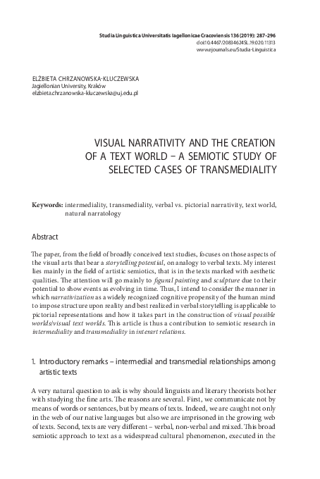 (PDF) Visual Narrativity and the Creation of a Text World – A Semiotic Study of Selected Cases ...