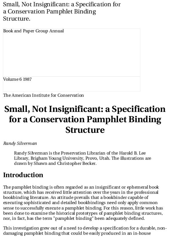 (PDF) Small, not insignificant: a specification for a conservation ...