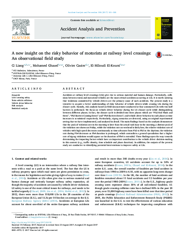 (PDF) A new insight on the risky behavior of motorists at railway level ...