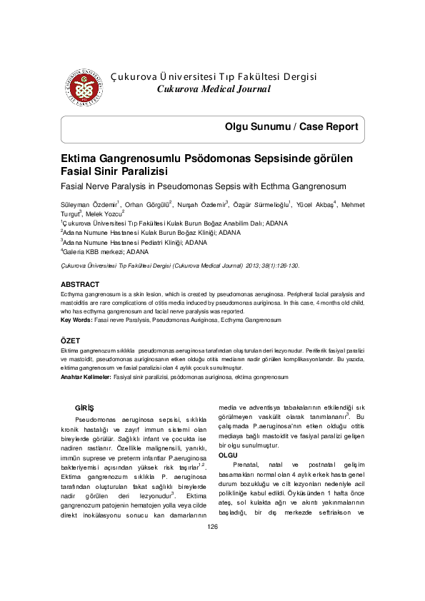 (PDF) Facial Nerve Paralysis seen in Pseudomonas sepsis with ecthyma ...