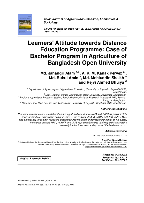 (PDF) Learners' Attitude towards Distance Education Programme: Case of ...