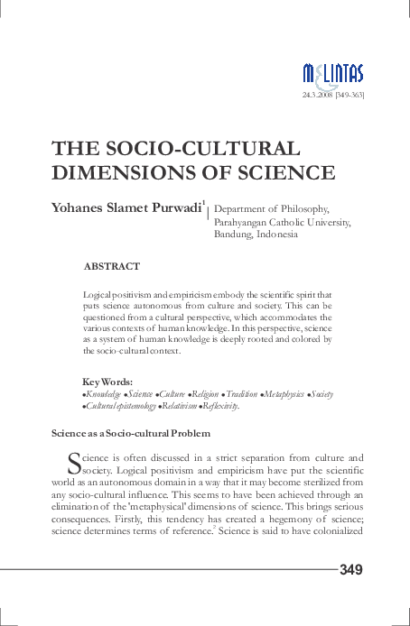 (PDF) The Socio-Cultural Dimensions of Science