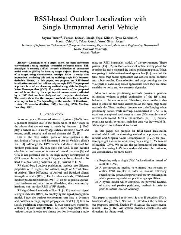 (PDF) RSSI-based Outdoor Localization with Single Unmanned Aerial Vehicle