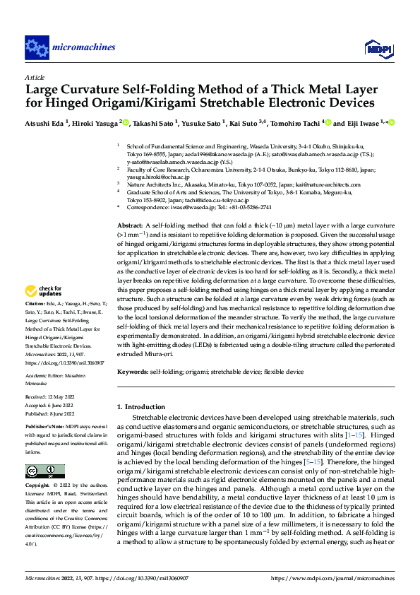 (PDF) Large Curvature Self-Folding Method of a Thick Metal Layer for ...