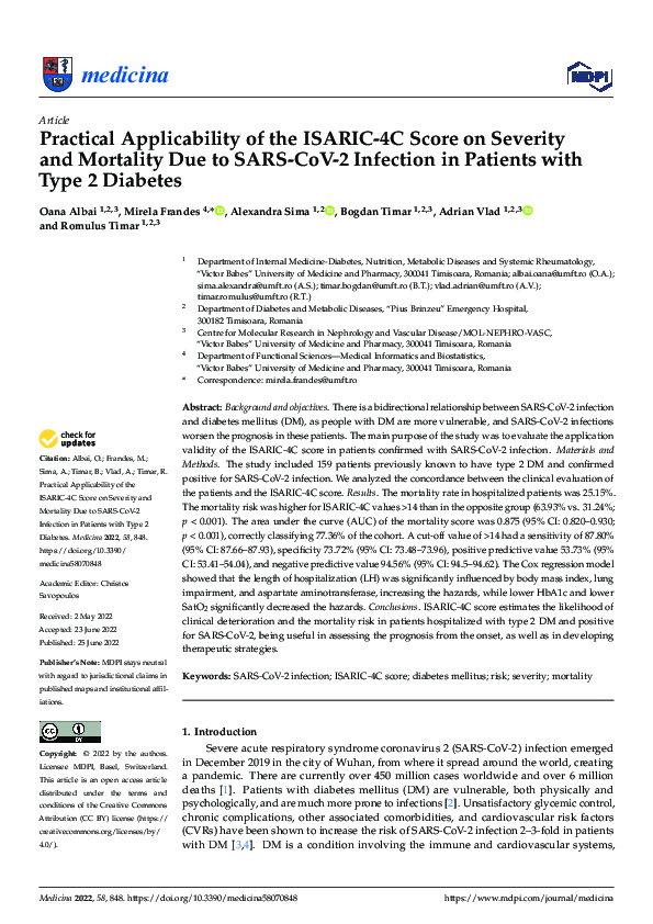 (PDF) Practical Applicability of the ISARIC-4C Score on Severity and ...