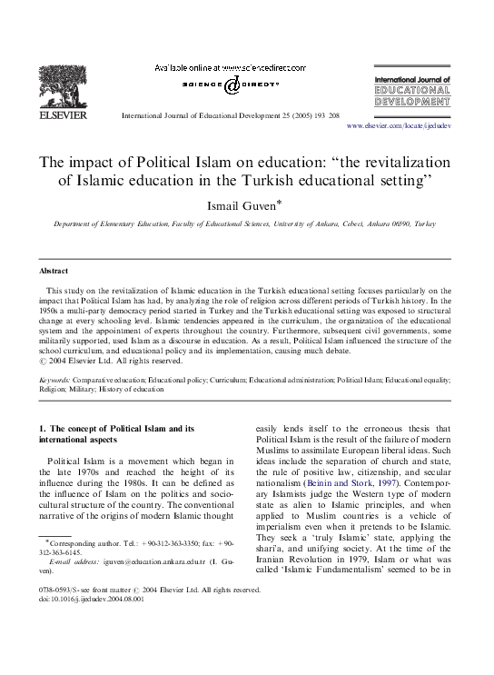 (PDF) The impact of Political Islam on education: “the revitalization ...