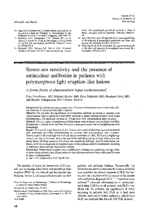 (PDF) Severe sun sensitivity and the presence of antinuclear antibodies ...