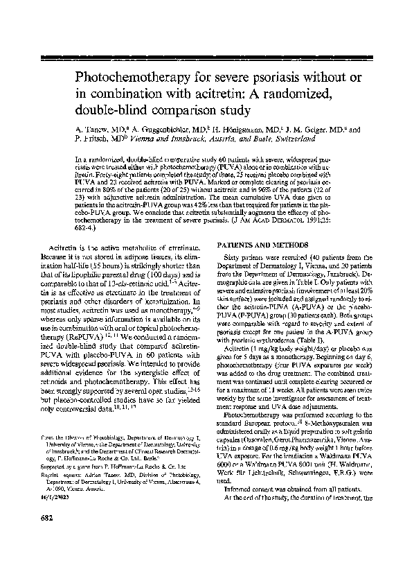 (PDF) Photochemotherapy for severe psoriasis without or in combination ...