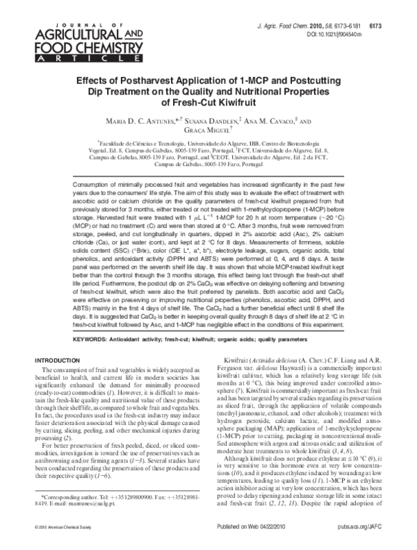 (PDF) Effect of the application timing of 1-MCP on postharvest traits and sensory quality of a ...
