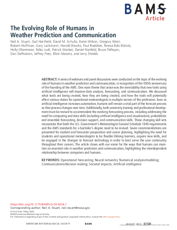 (PDF) The Evolving Role of Humans in Weather Prediction and Communication