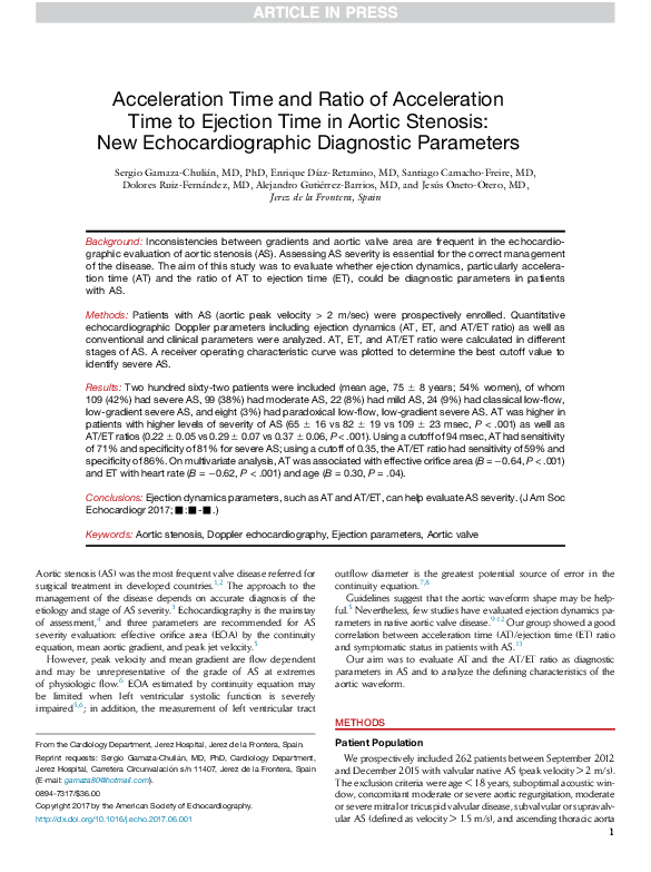(PDF) Acceleration Time and Ratio of Acceleration Time to Ejection Time ...