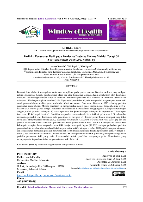 (PDF) Perilaku Perawatan Kaki pada Penderita Diabetes Melitus Melalui ...