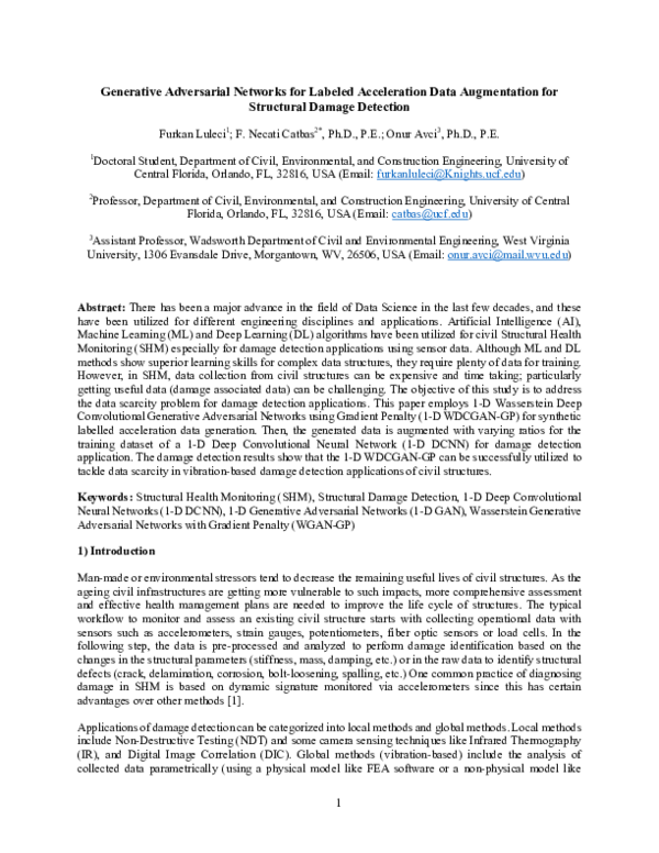 (PDF) Generative adversarial networks for labeled acceleration data augmentation for structural ...