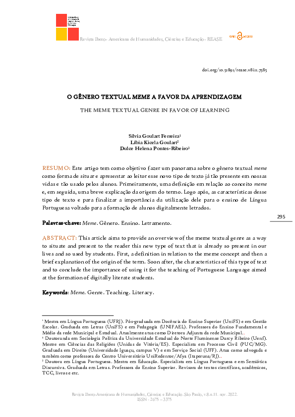 (PDF) O Gênero Textual Meme a Favor Da Aprendizagem