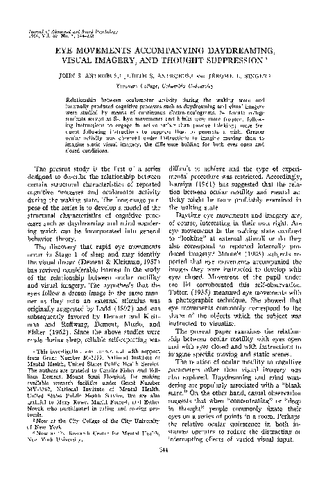 (PDF) Eye movements accompanying daydreaming, visual imagery, and ...