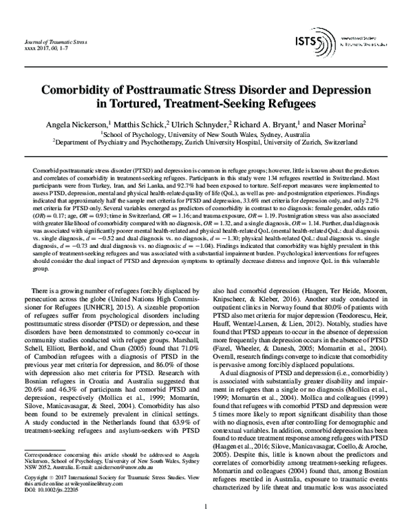 (PDF) Comorbidity of post-traumatic stress disorder in patients with severe mental illness ...