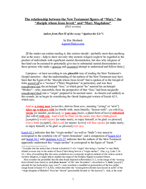 (PDF) The relationship between the New Testament figures of “ Mary ...