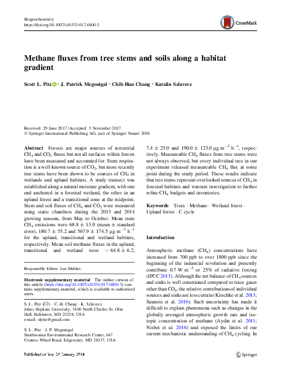 (PDF) Methane fluxes from tree stems and soils along a habitat gradient