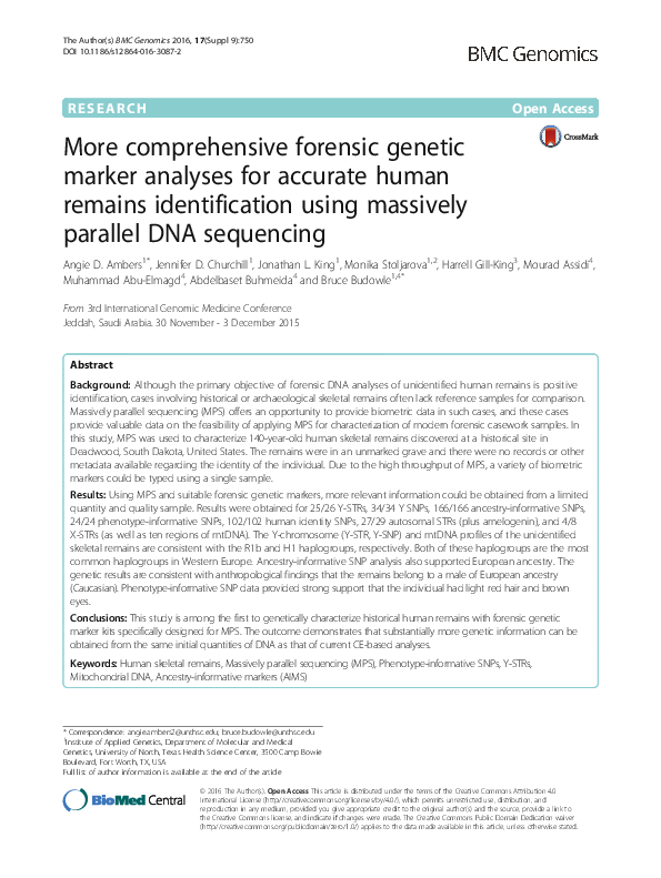 (PDF) More comprehensive forensic genetic marker analyses for accurate human remains ...
