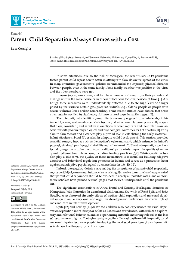 (PDF) Parent-Child Separation Always Comes with a Cost