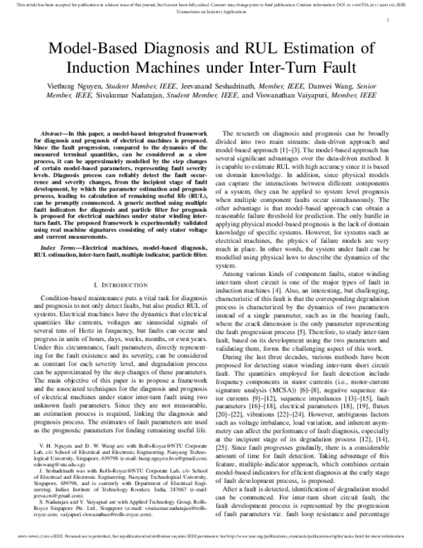 (PDF) Model-Based Diagnosis and RUL Estimation of Induction Machines Under Interturn Fault