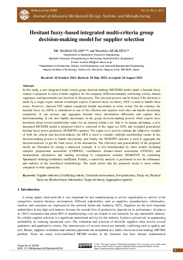 (PDF) Hesitant fuzzy-based integrated multi-criteria group decision ...