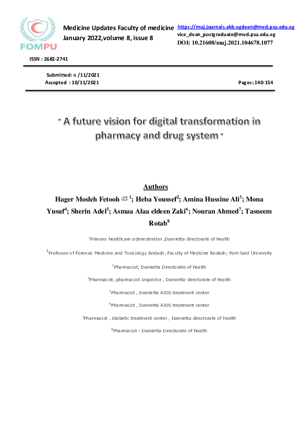 (PDF) A future vision for digital transformation in pharmacy and drug ...