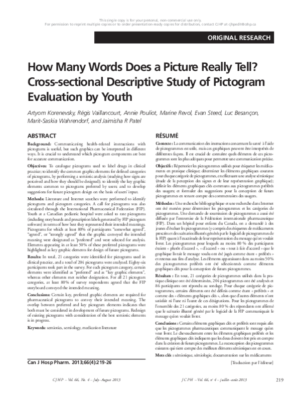 (PDF) How Many Words Does a Picture Really Tell? Cross-sectional ...