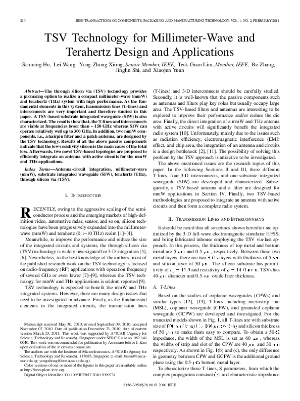 (PDF) TSV technology for millimeter-wave and terahertz design and applications