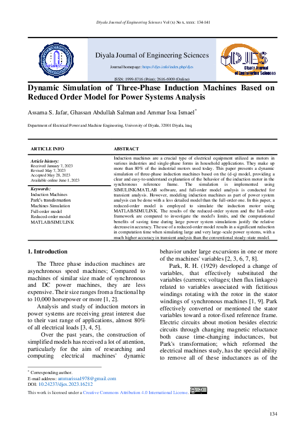 (PDF) Dynamic Simulation of Three Phase Induction Machines Based on ...