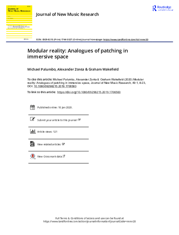 (PDF) Modular reality: Analogues of patching in immersive space