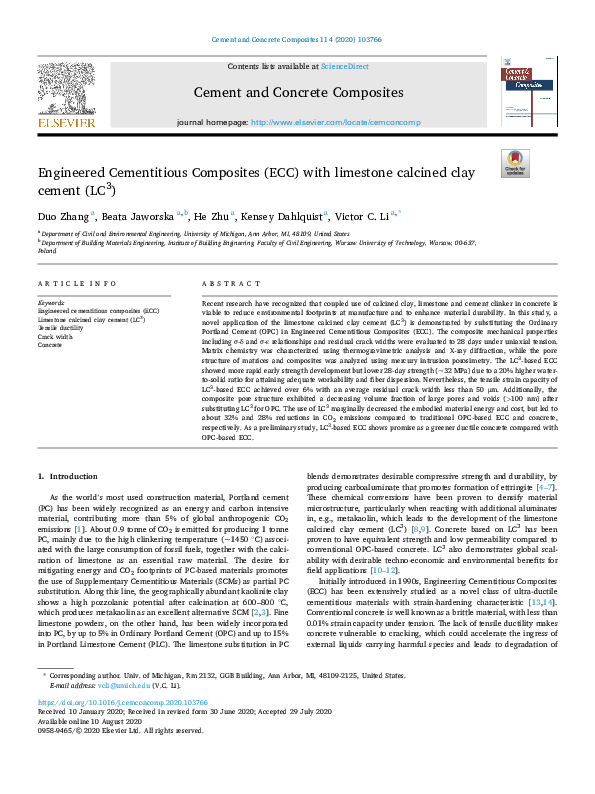 (PDF) Engineered Cementitious Composites (ECC) with limestone calcined ...