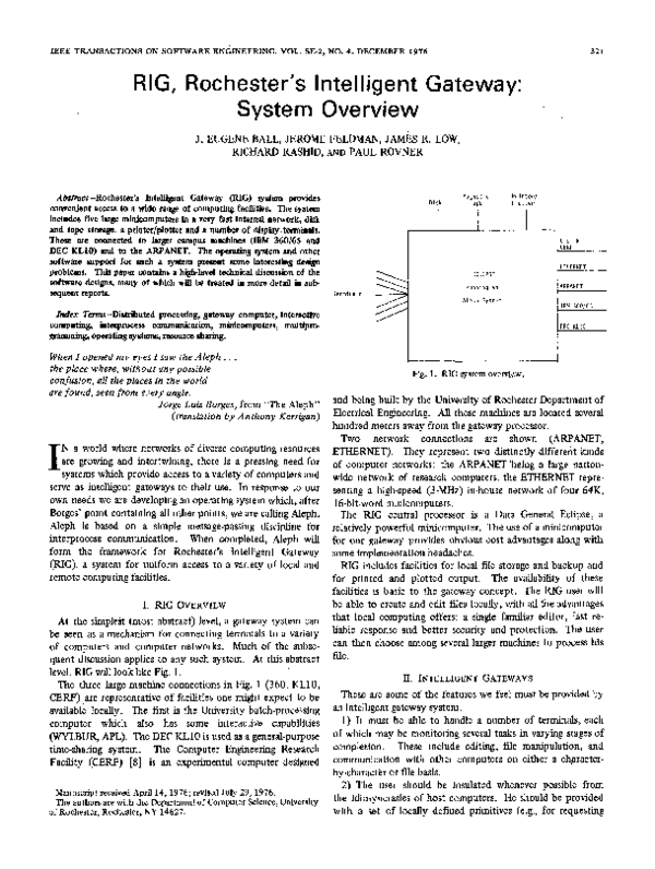 (PDF) RIG, Rochester's Intelligent Gateway: System Overview
