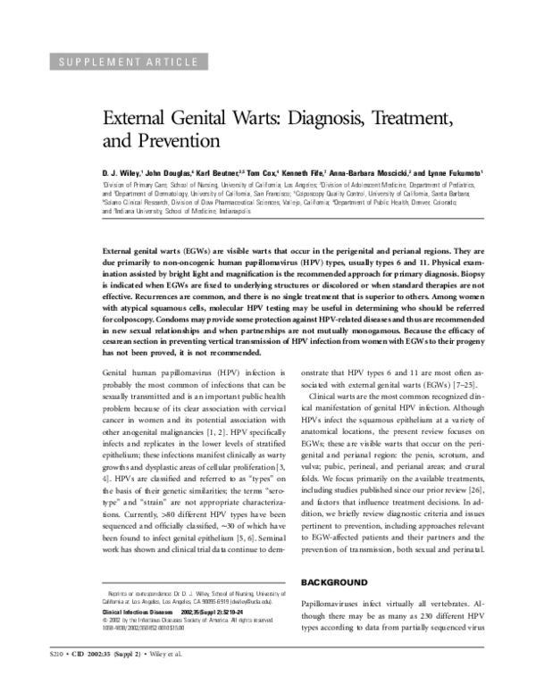 (PDF) External Genital Warts: Diagnosis, Treatment, and Prevention