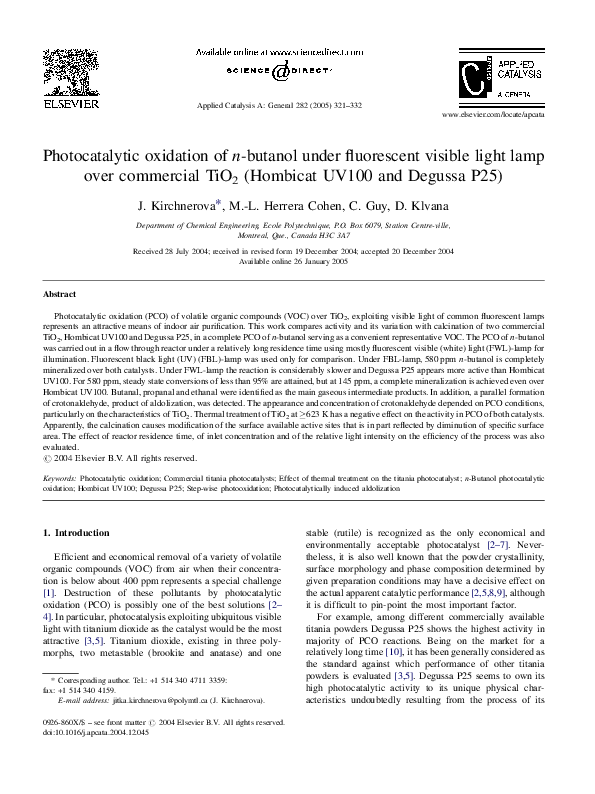 (PDF) Photocatalytic oxidation of n-butanol under fluorescent visible ...