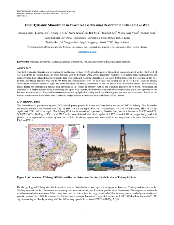 (PDF) First Hydraulic Stimulation in Fractured Geothermal Reservoir in ...