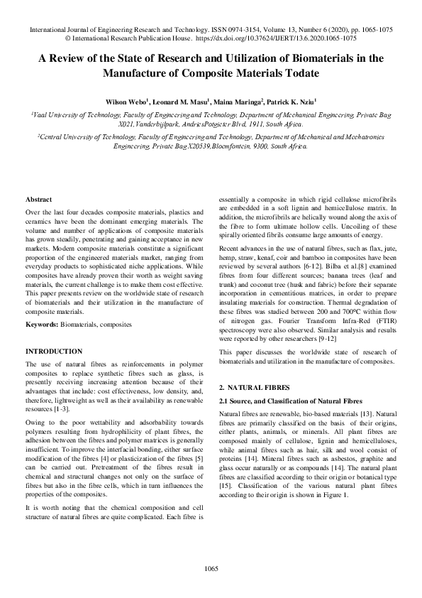 (PDF) A Review of the State of Research and Utilization of Biomaterials ...