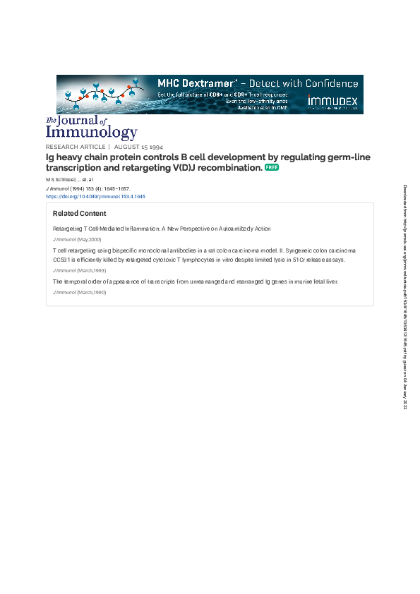 (PDF) Ig heavy chain protein controls B cell development by regulating ...